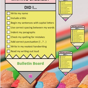 Writing Checklist - Primary Classroom Decor & Management - Etsy