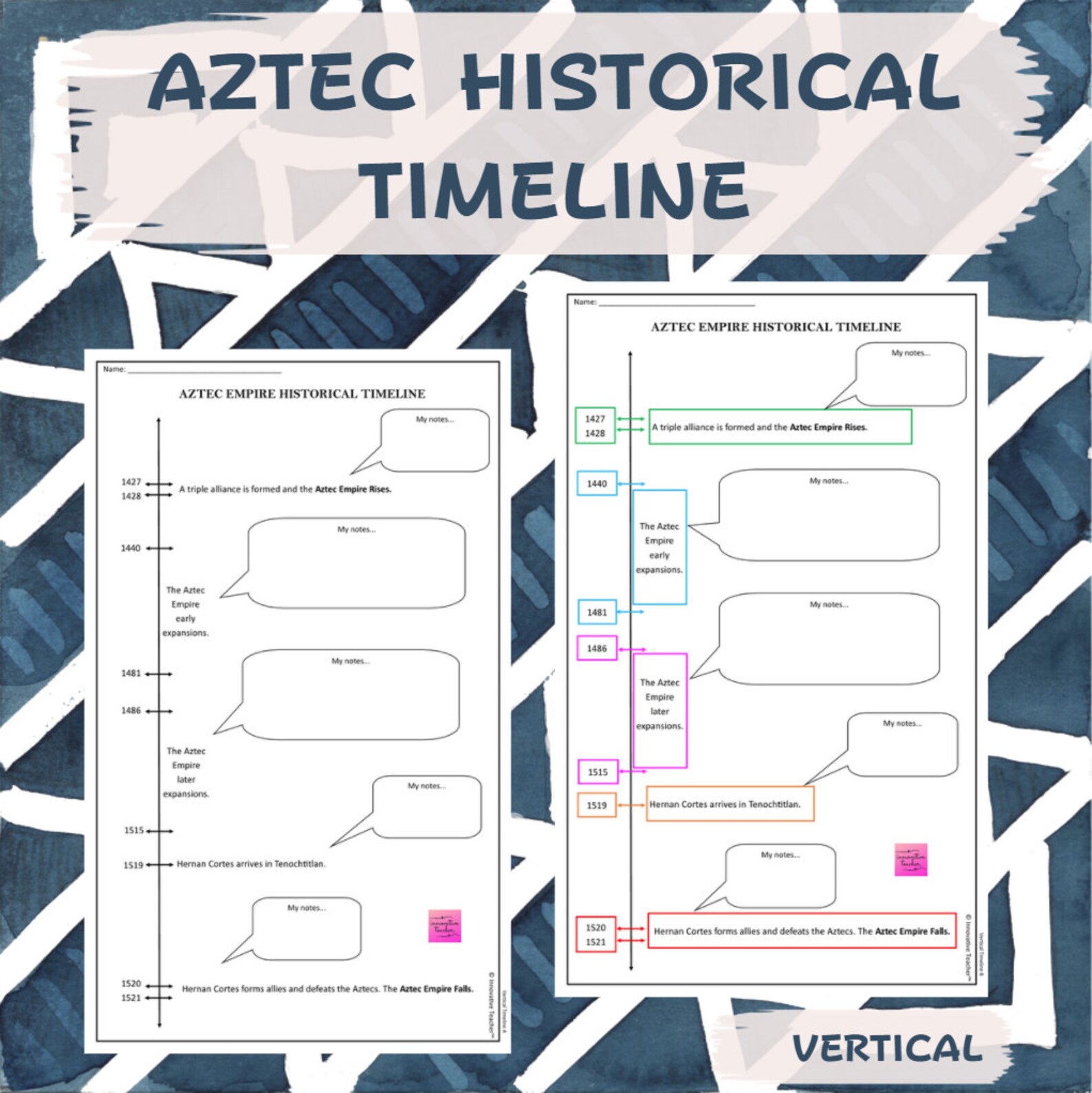 Aztec Empire Historical Timeline Middle School History - Etsy