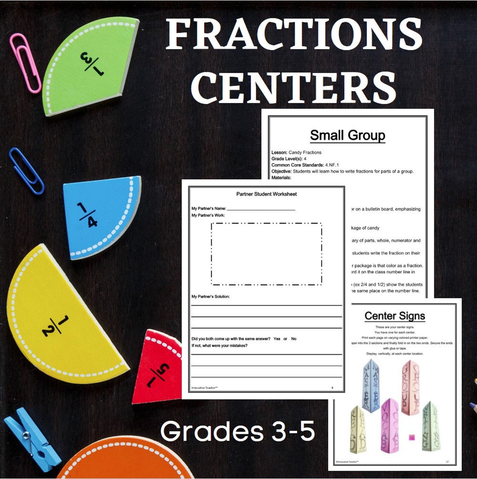 Fractions | Math Centers - Etsy
