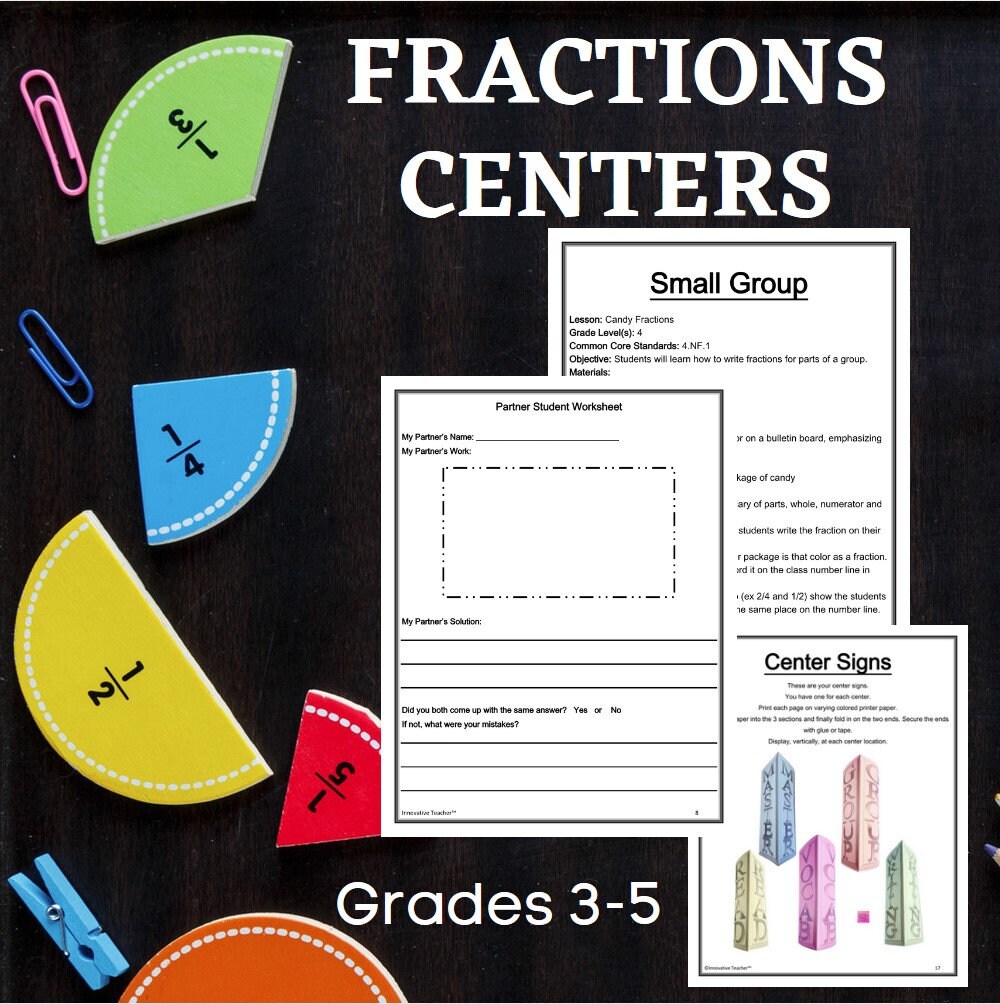 Fractions | Math Centers - Etsy