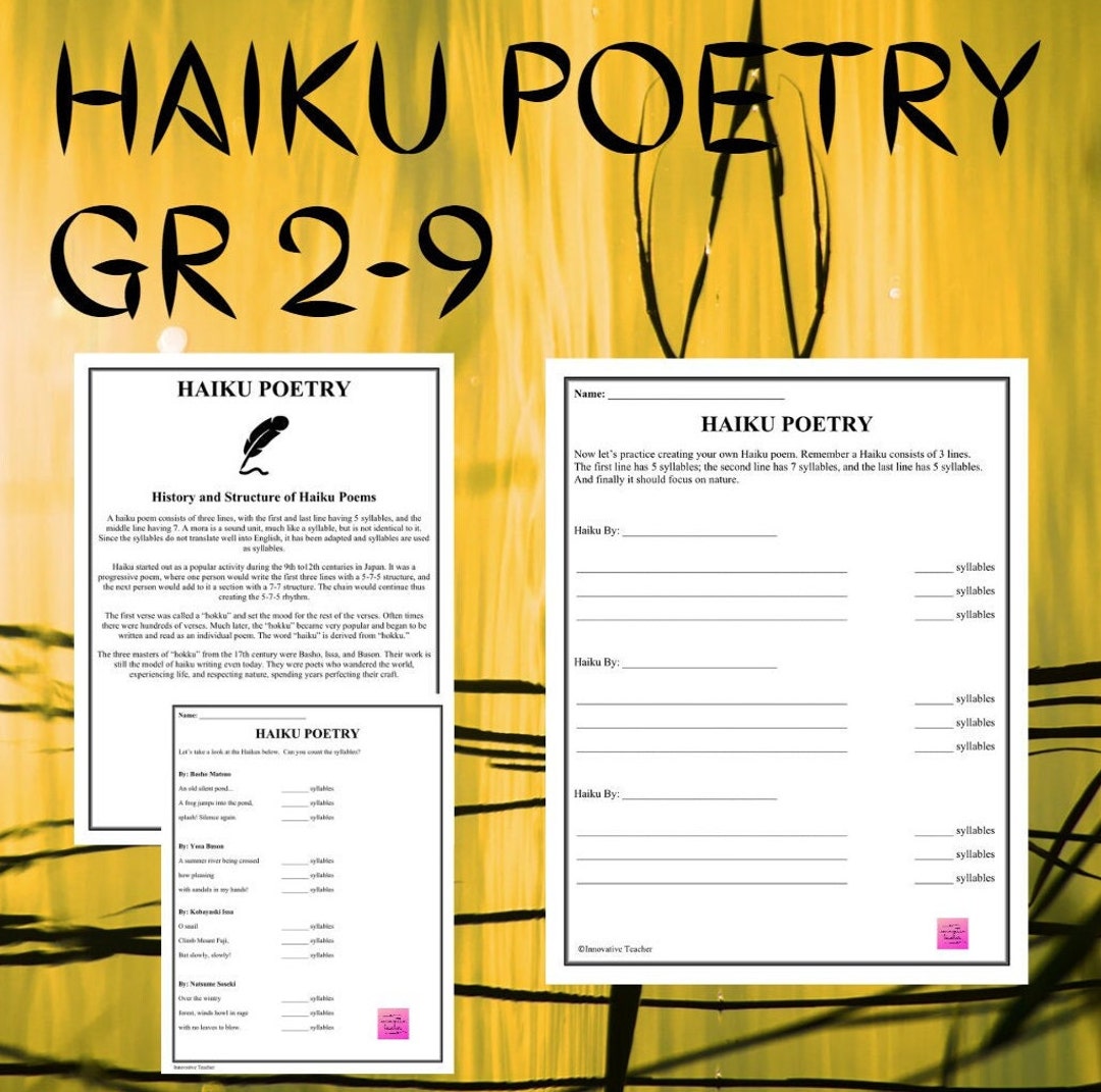 Haiku Poetry Worksheets and Writing Printables - Etsy