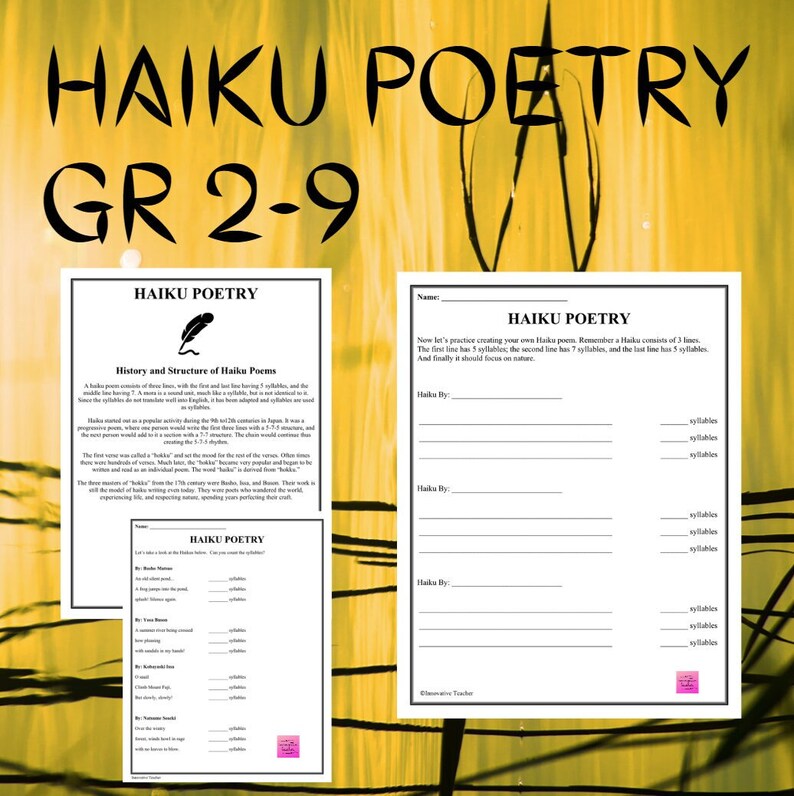 Haiku Poetry Worksheets and Writing Printables - Etsy