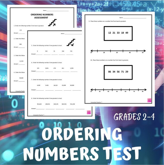 Ordering Numbers Math Assessment | Etsy