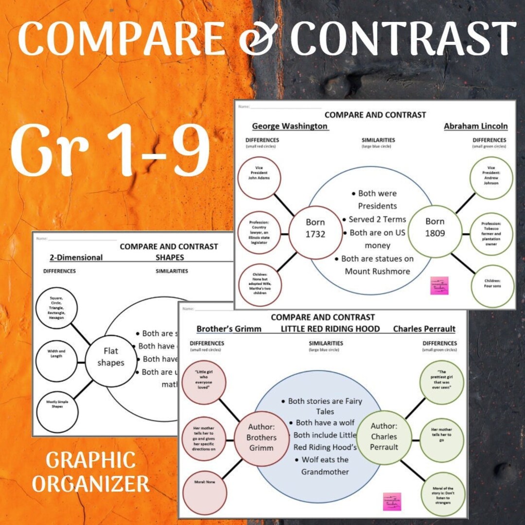Compare and Contrast Graphic Organizer - Etsy
