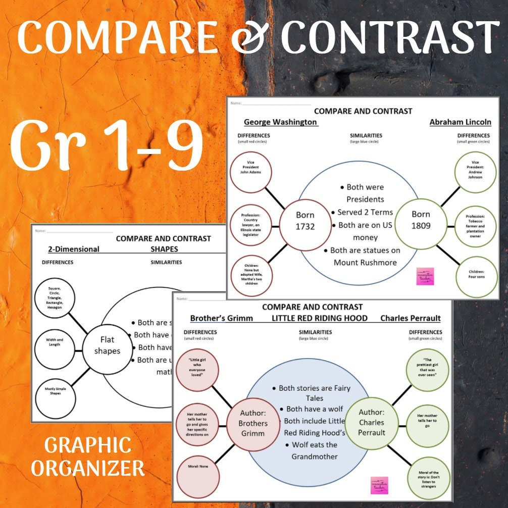 Compare and Contrast Graphic Organizer - Etsy