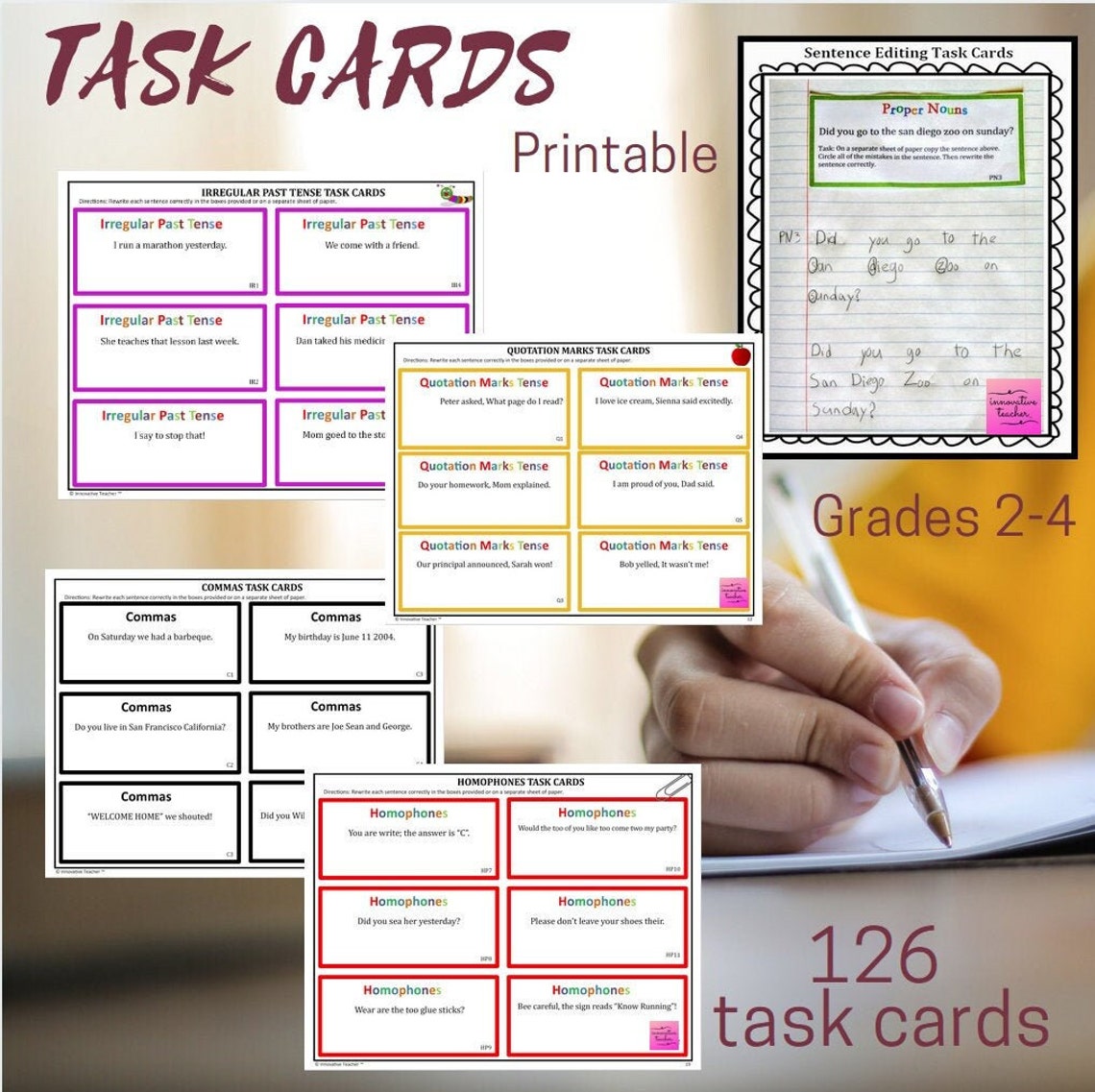 Sentence Editing Printable Task Cards - Etsy