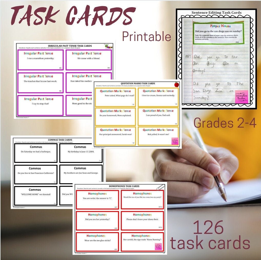 Sentence Editing Printable Task Cards - Etsy