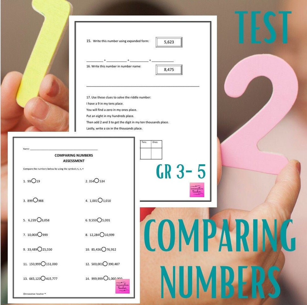 Comparing Numbers Math Assessment Grade 4 - Etsy