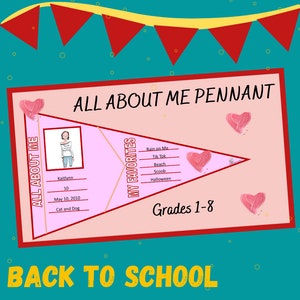 Back to School All About Me Pennant Flag - Etsy