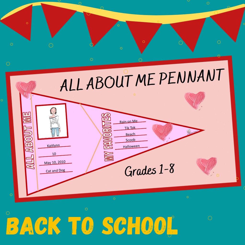 Back to School All About Me Pennant Flag - Etsy