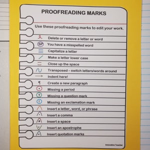 Proofreading Marks Printables | Classroom Decor - Etsy
