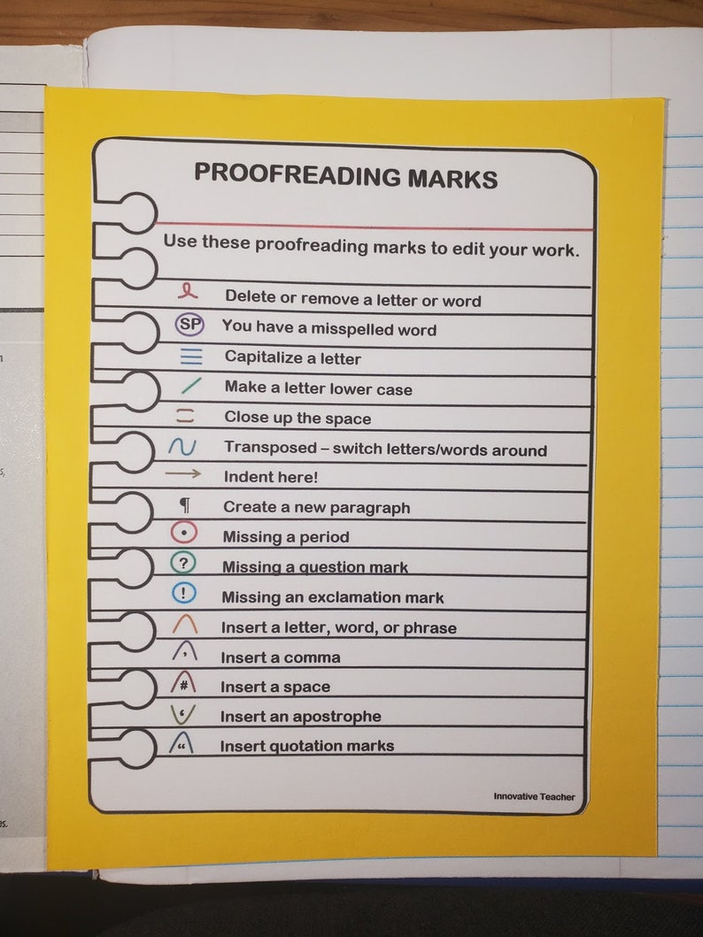 Proofreading Marks Printables | Classroom Decor - Etsy