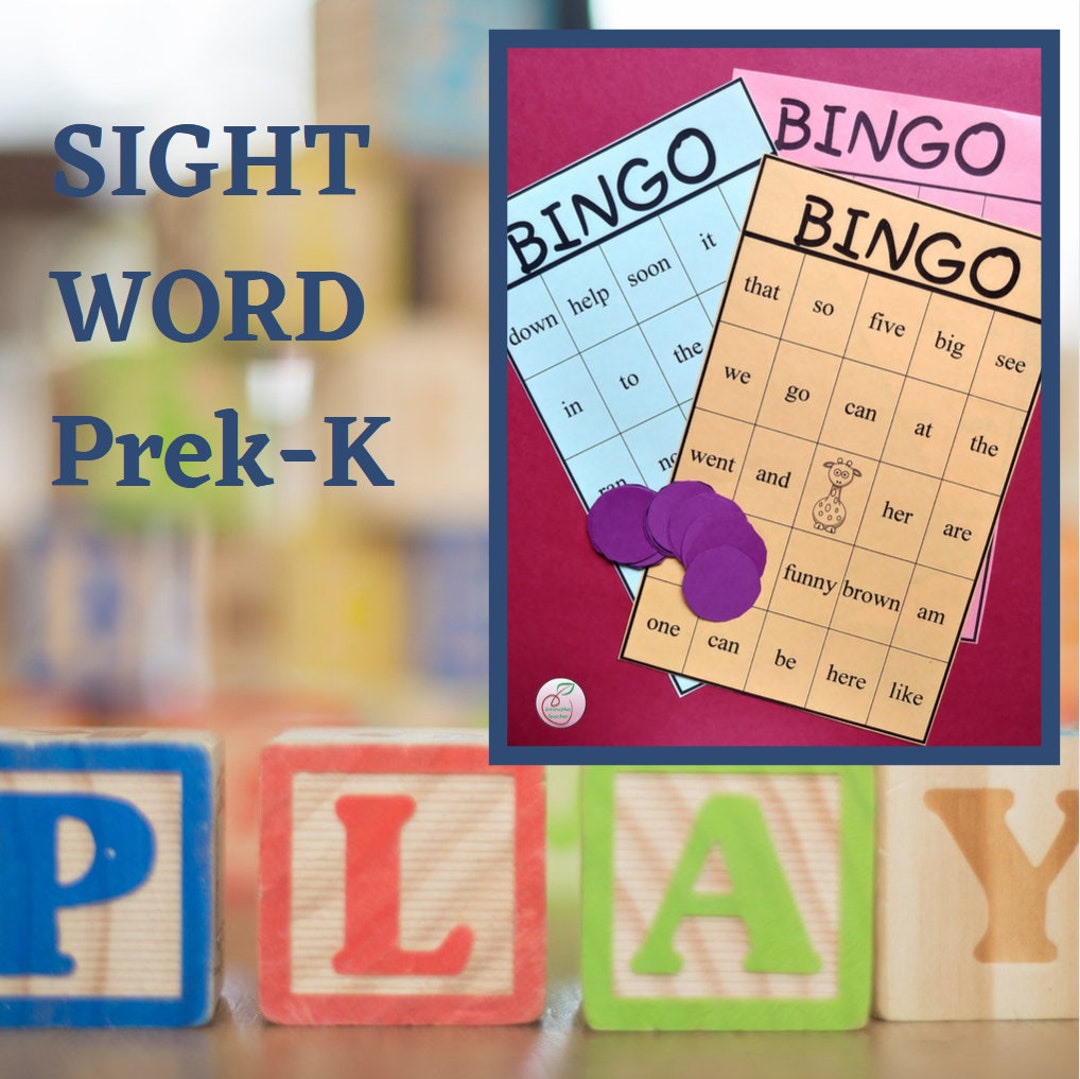 Sight Word Bingo Game Prek k Etsy