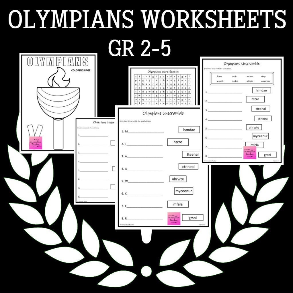 Olympians Worksheets | Etsy