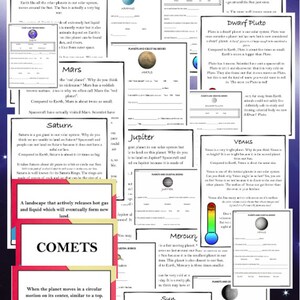 Planets and Celestial Bodies NO PREP Science Worksheets - Etsy