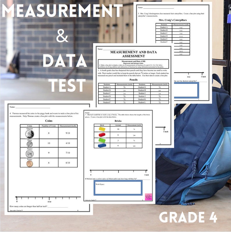 Measurement and Data Assessments BUNDLE Grade 4 (4.MD.1-7) - Etsy