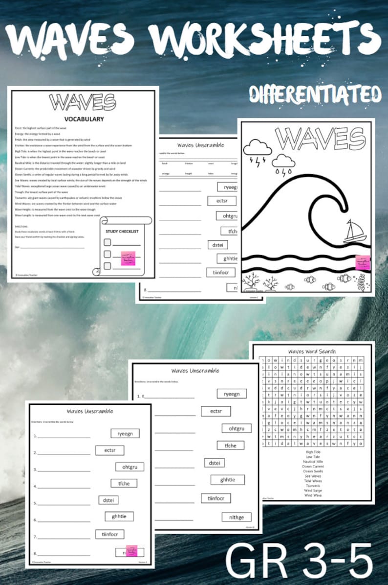 Waves Worksheets | Upper Elementary Science - Etsy