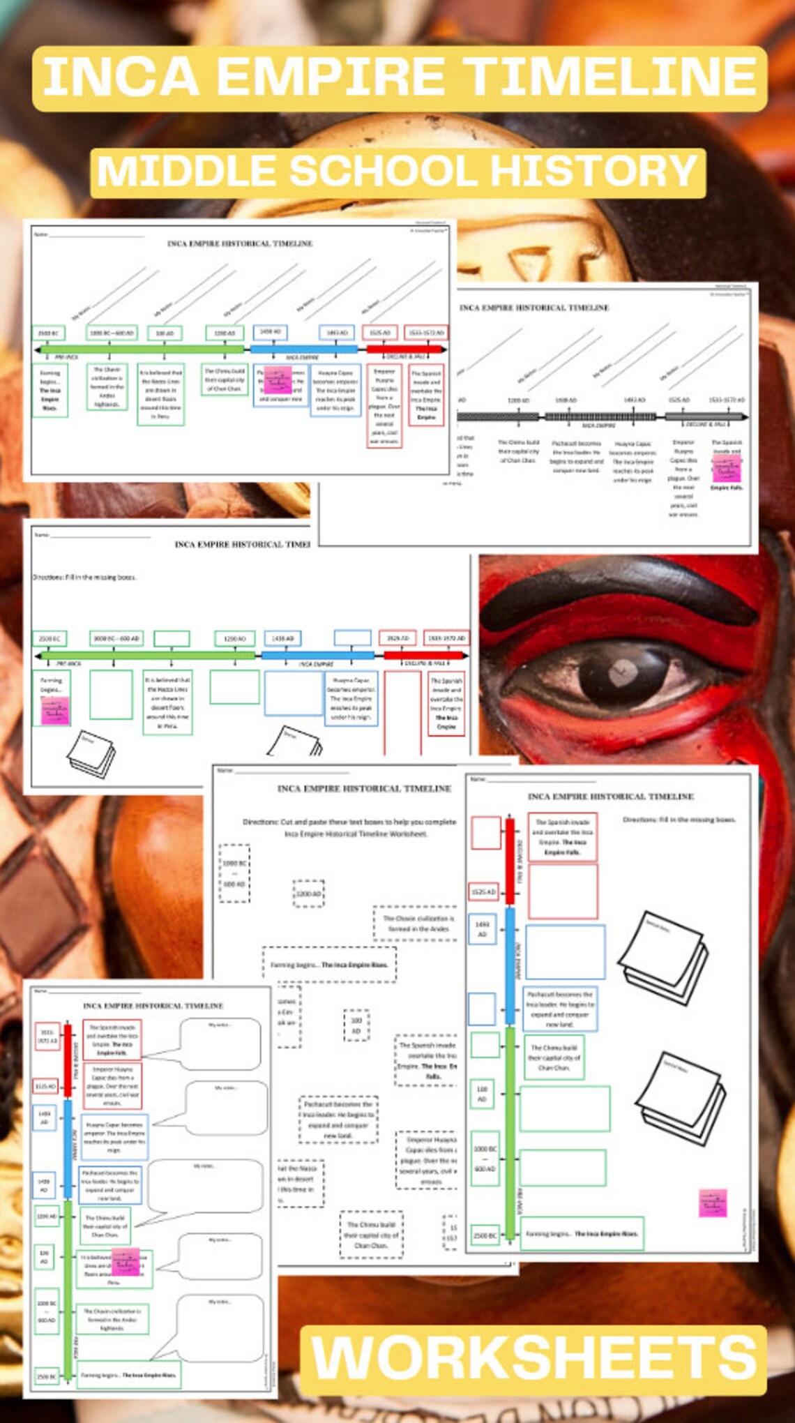 Inca Empire Historical Timeline | Middle School History - Etsy