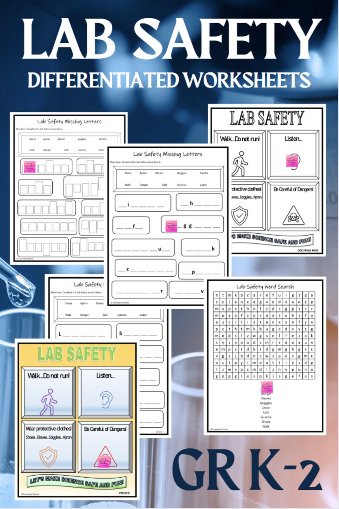 Science Lab Safety Printable Worksheets & Class Poster - Lower ...