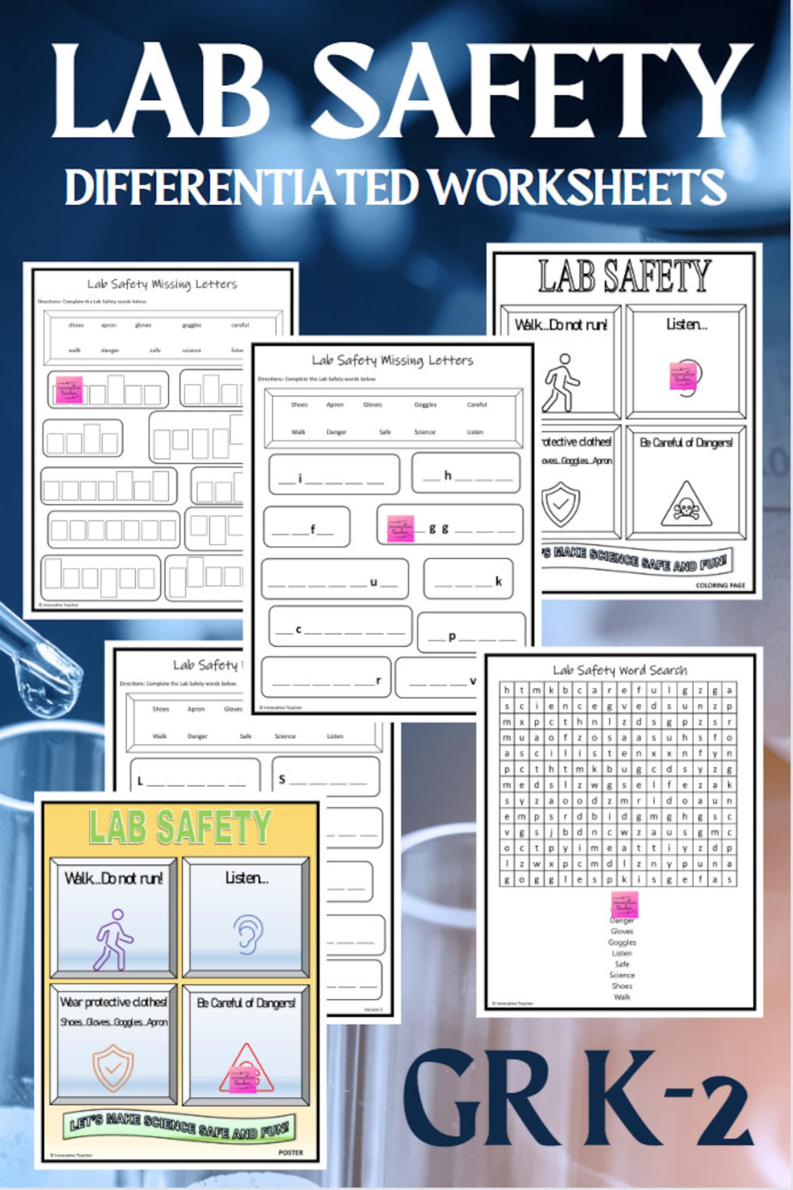 Science Lab Safety Printable Worksheets & Class Poster - Lower ...