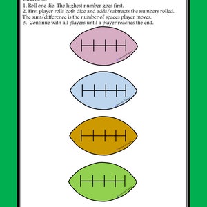 Football Addition or Subtraction Math Game & Boards - Etsy