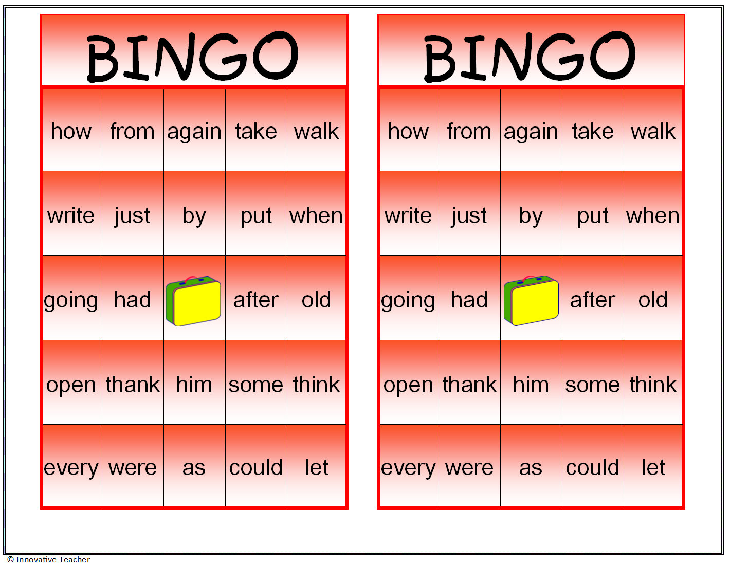 Sight Word Bingo Game Grades 1-2 - Etsy