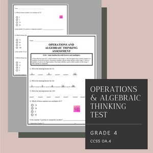 Operations and Algebraic Thinking Assessment BUNDLE Grade 4 (4.OA.1-5 ...