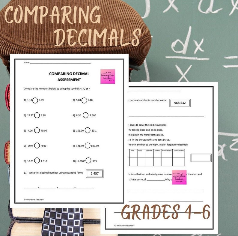 Comparing Decimal Math Assessment Grade 5 - Etsy