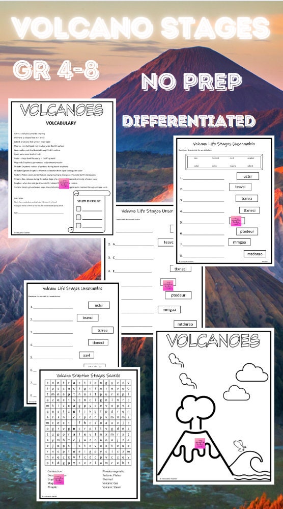 Volcano Stages Worksheets | Middle School Science - Etsy