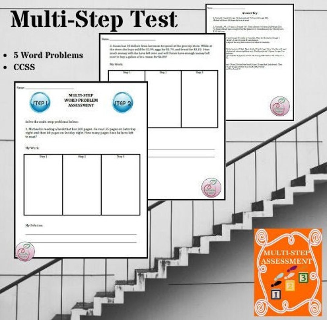 Multi-step Word Problem Math Assessment-ccss - Etsy
