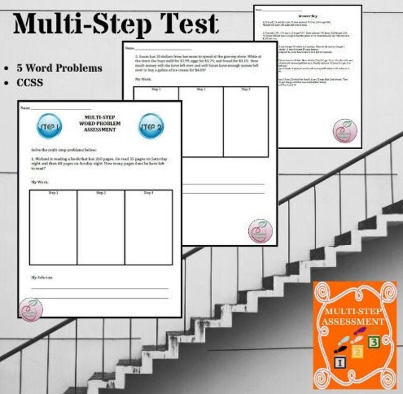 Multi-step Word Problem Math Assessment-ccss - Etsy
