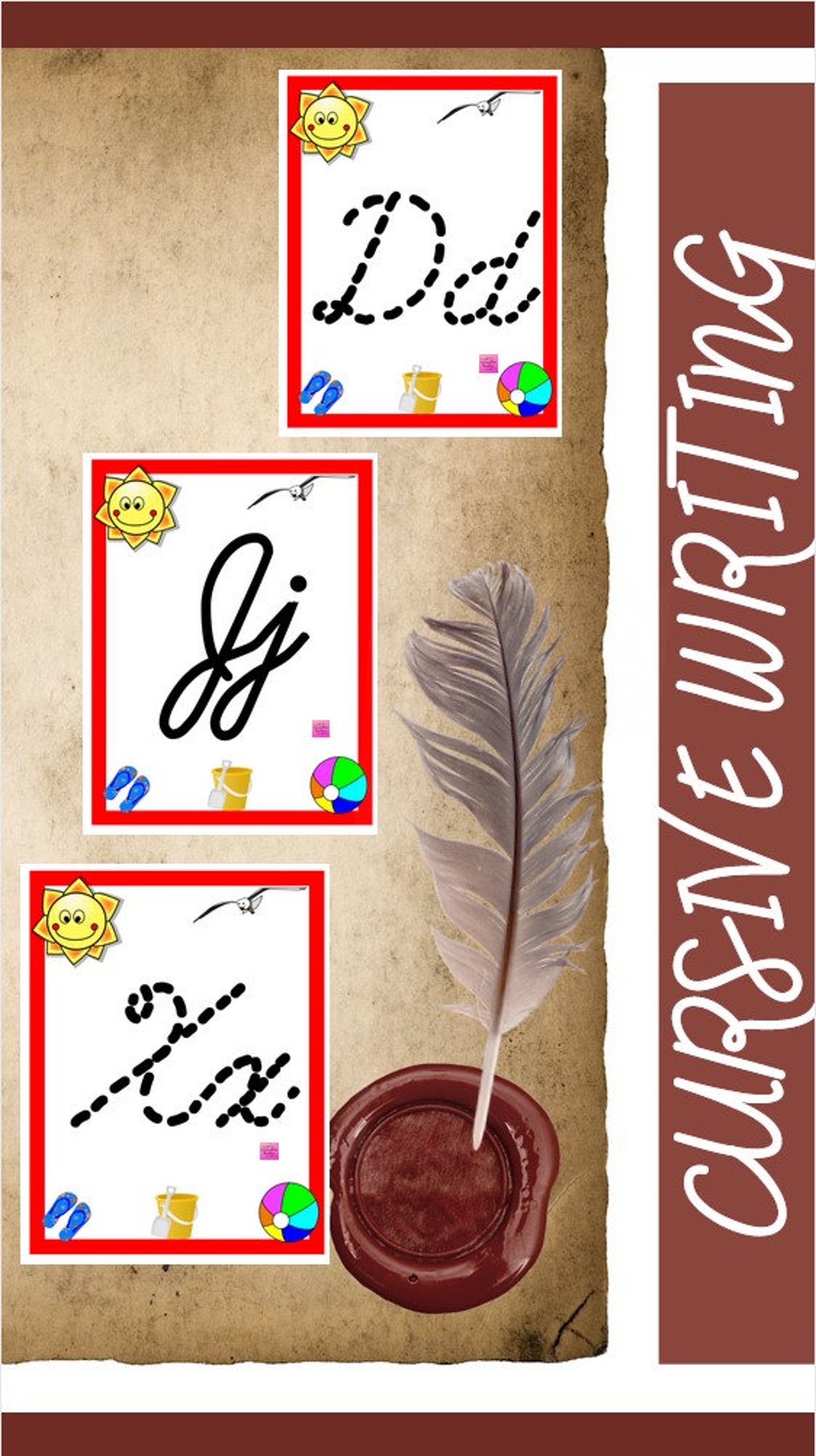 Cursive Letters Wall Classroom Decor & Worksheets | Beach Themed - Etsy