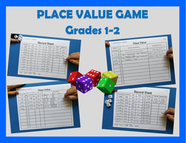 Place Value Dice Math Game Grades 1-2 - Etsy