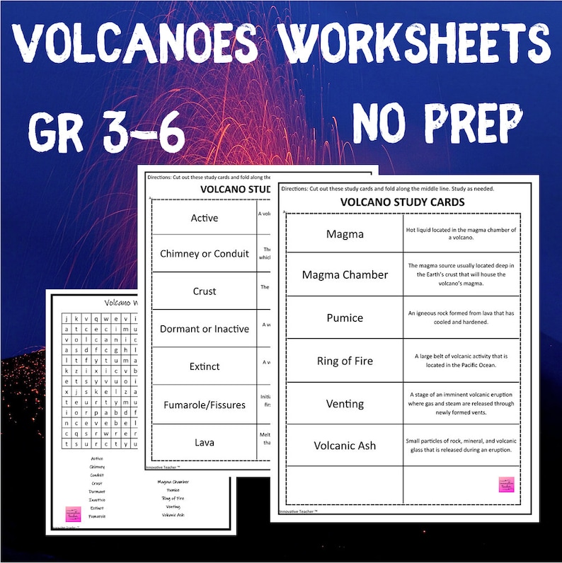 Volcanoes NO PREP Science Worksheets - Etsy
