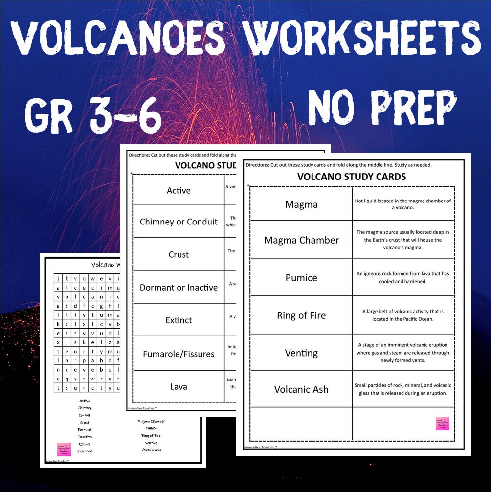 Volcanoes NO PREP Science Worksheets - Etsy