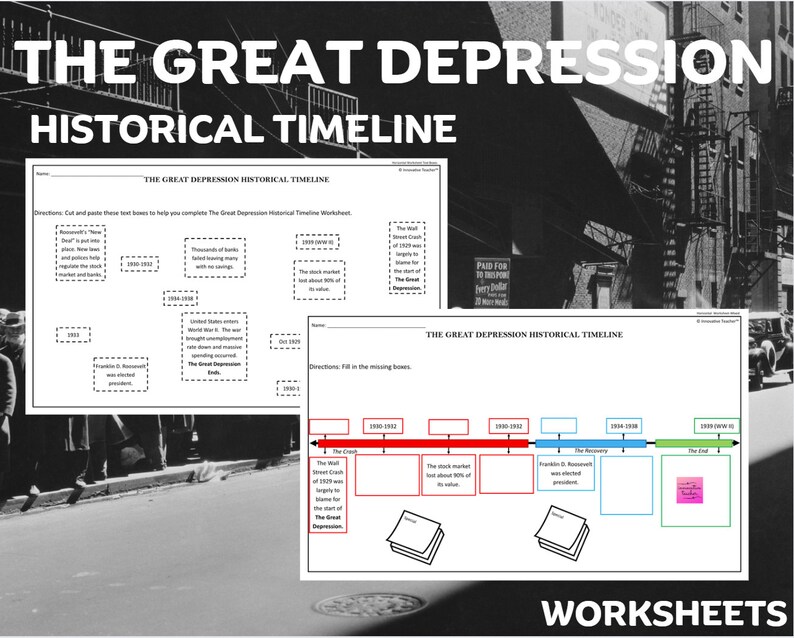 The Great Depression Historical Timeline | High School History - Etsy