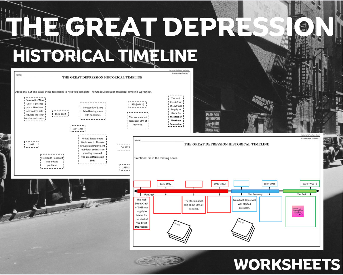 The Great Depression Historical Timeline | High School History - Etsy