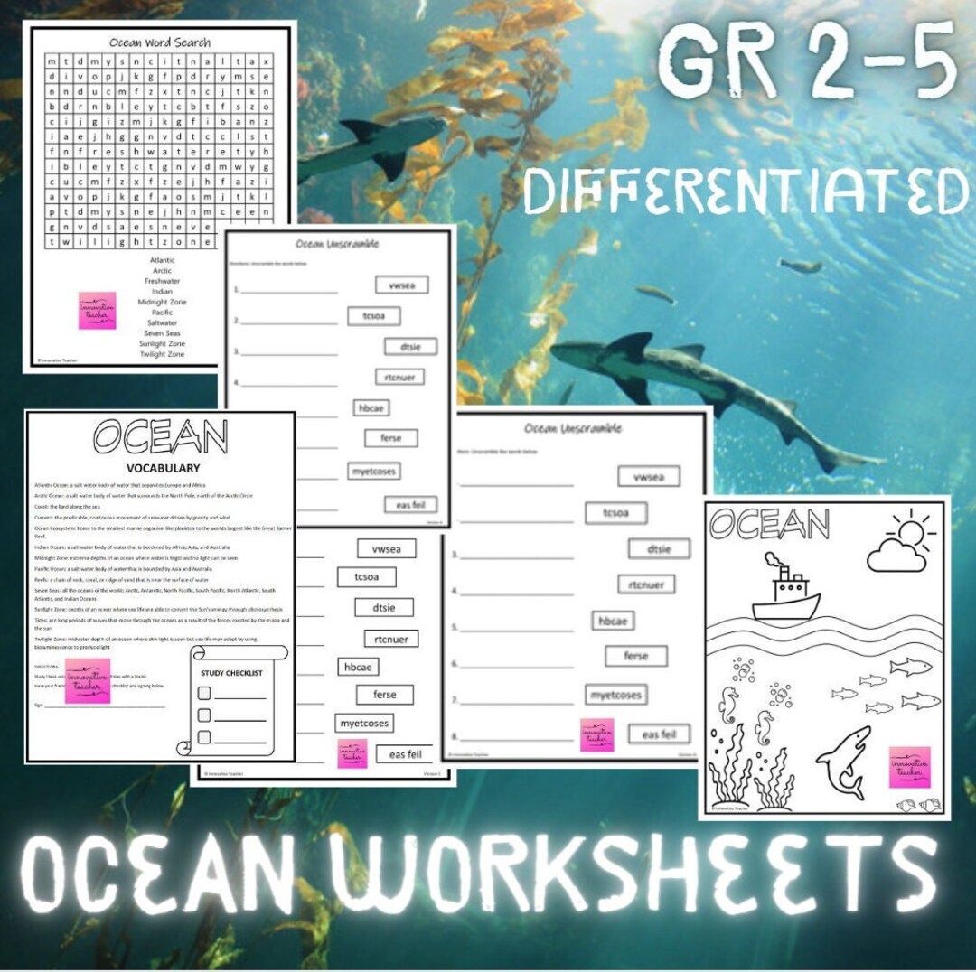Ocean Printable Worksheets - Etsy