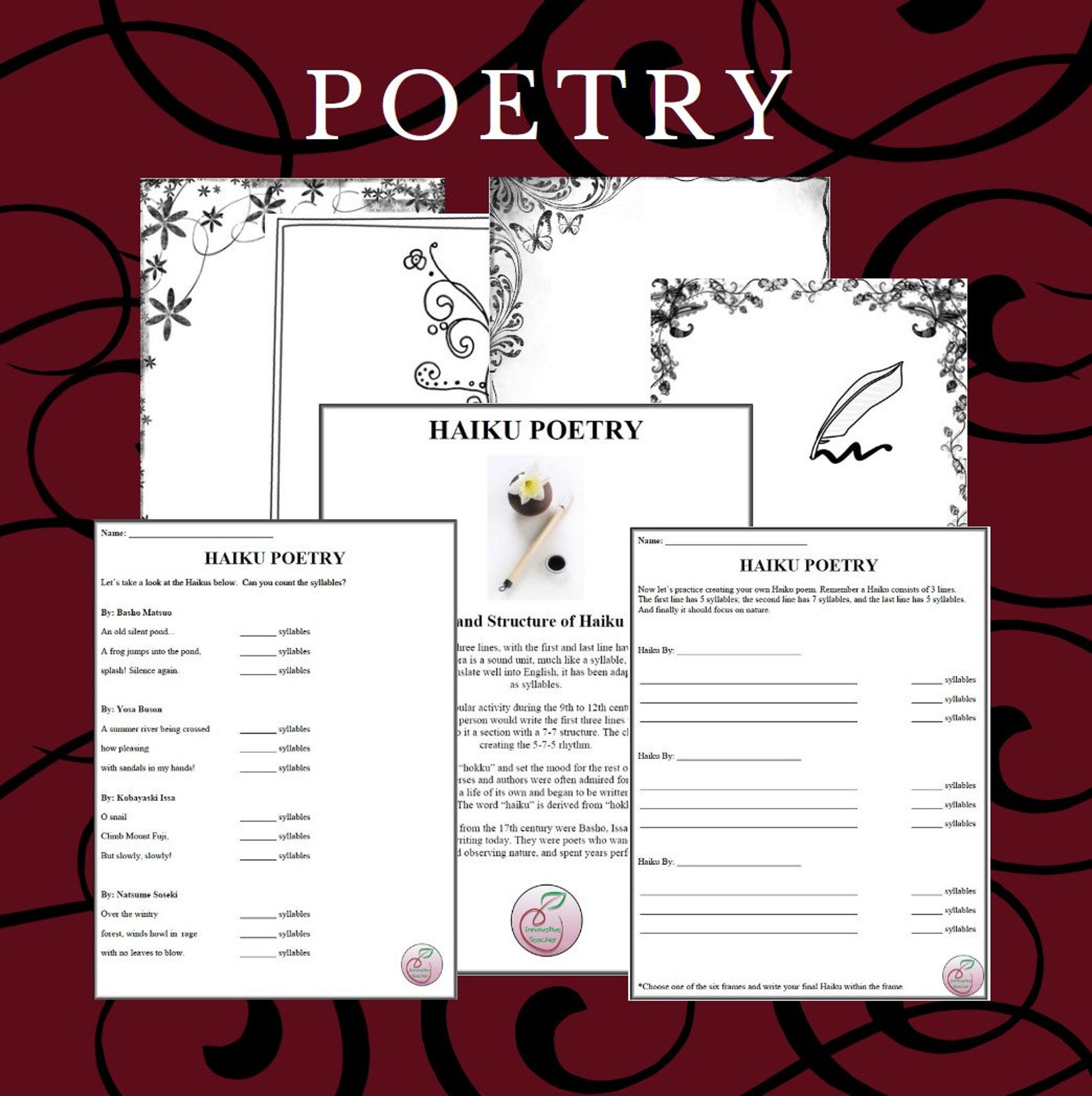 Haiku Poetry Worksheets and Writing Frames - Etsy