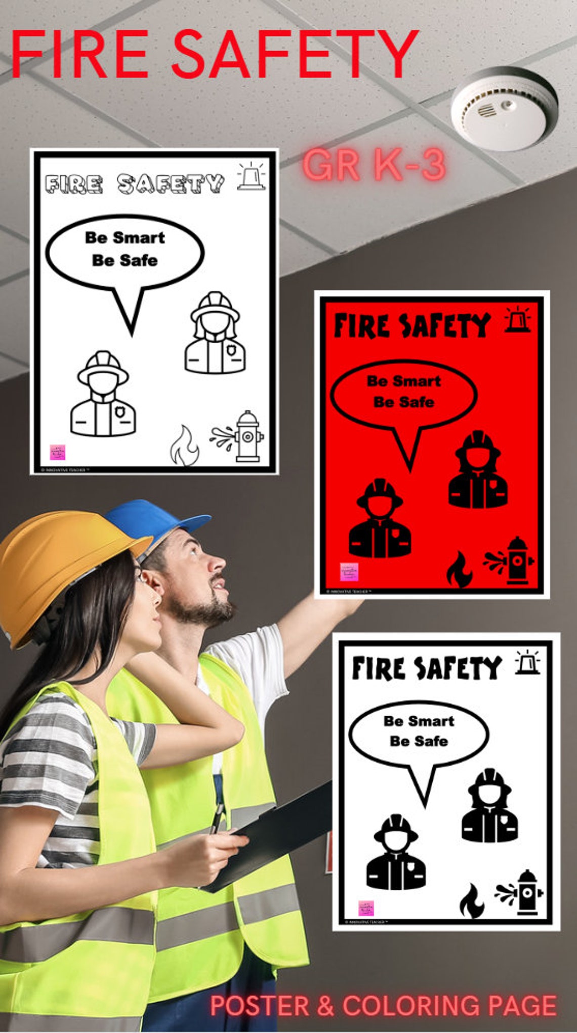 Fire Safety Posters & Coloring Page - Etsy