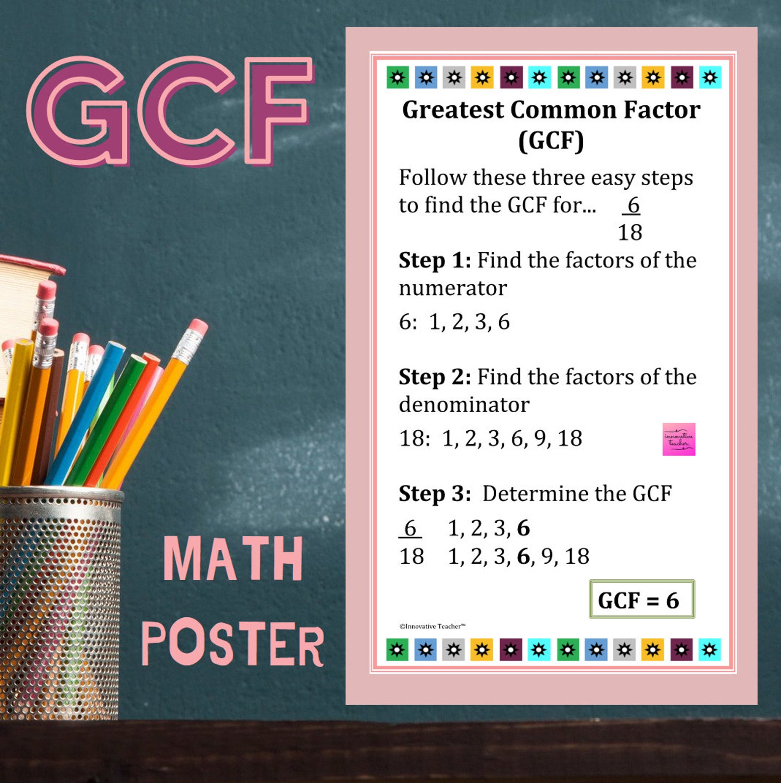 Greatest Common Factor & Least Common Multiple Math Classroom Posters ...