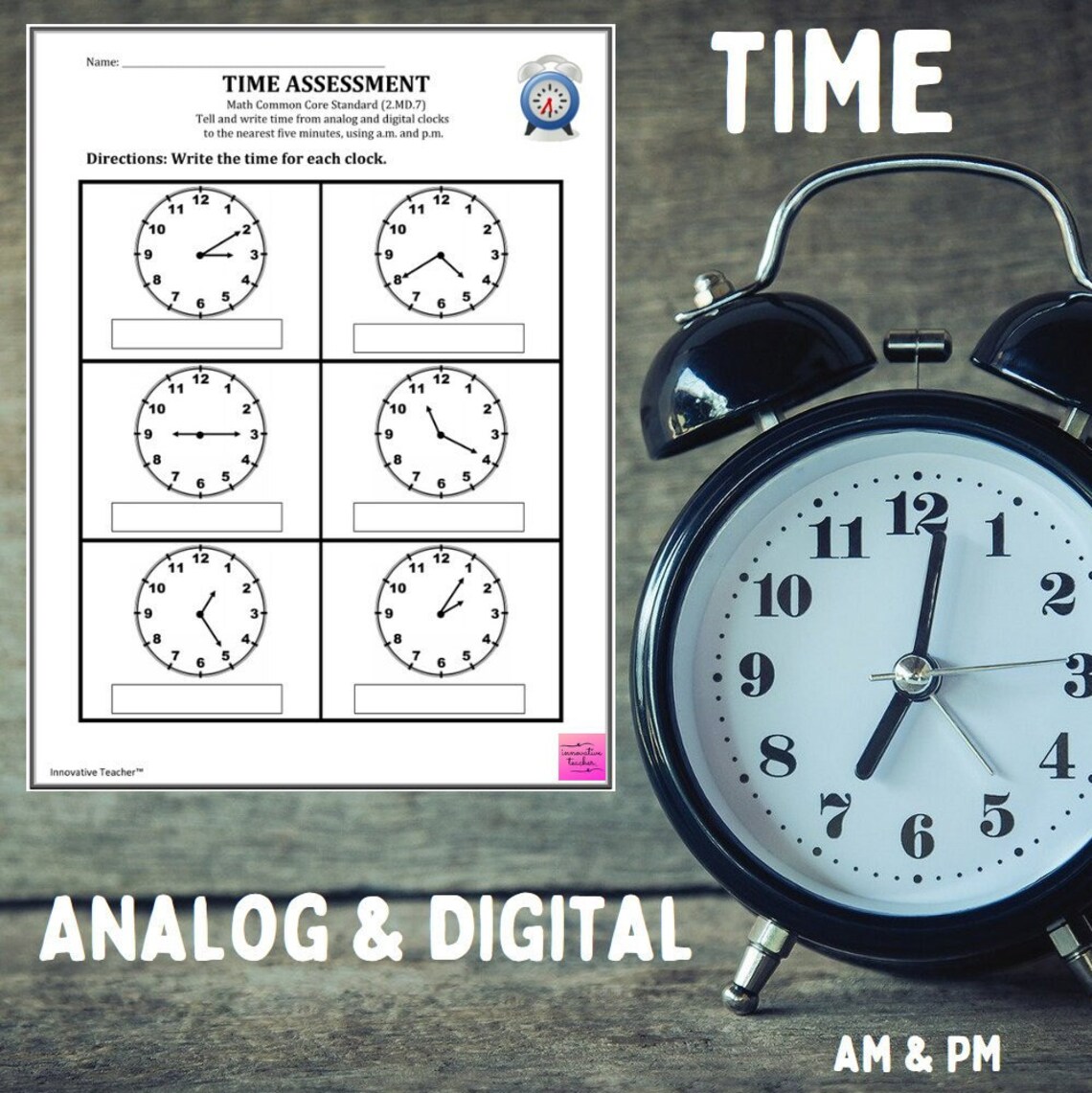 Time Assessment Grade 2 - (2.MD.7) - Etsy