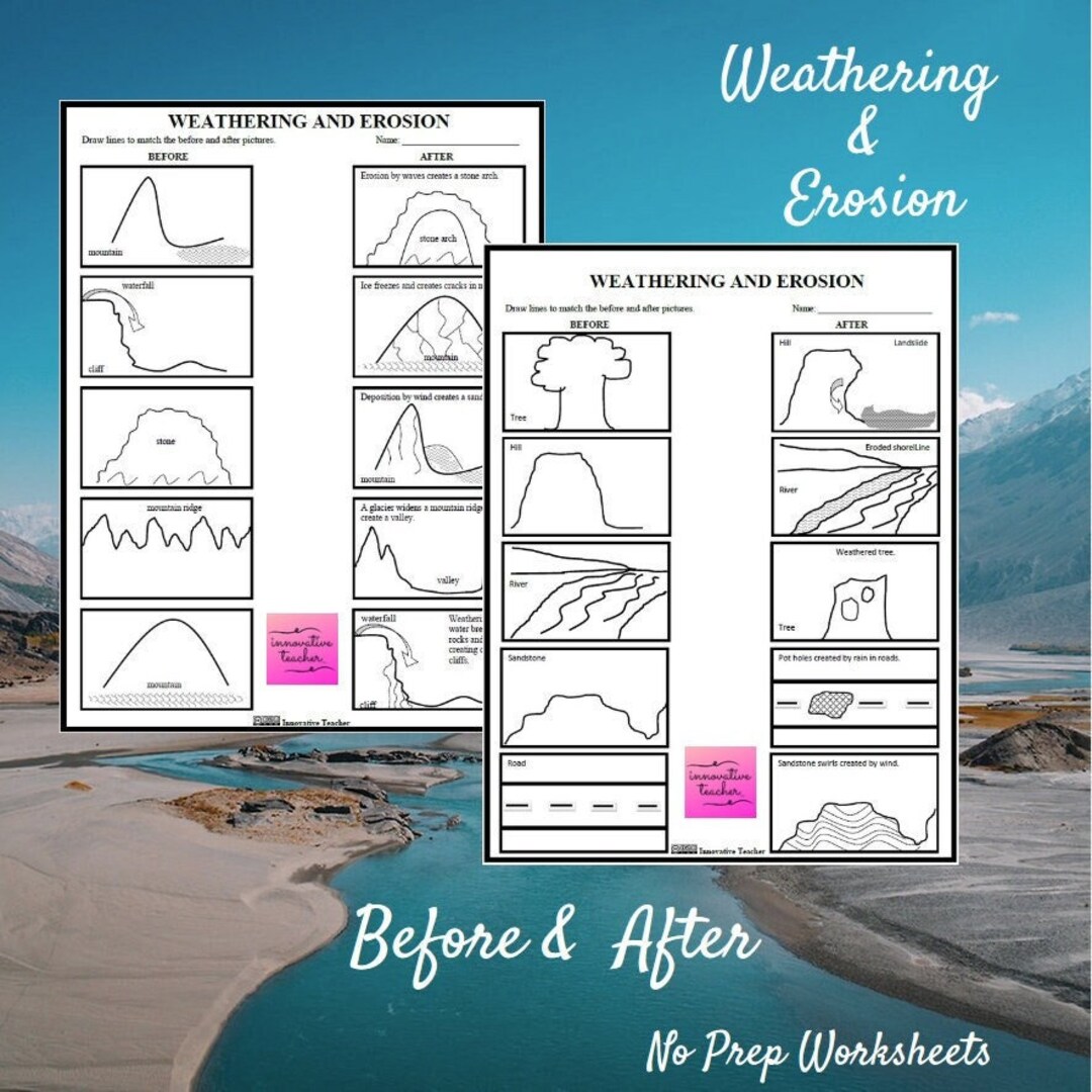 Weathering and Erosion Before and After Worksheet - Etsy