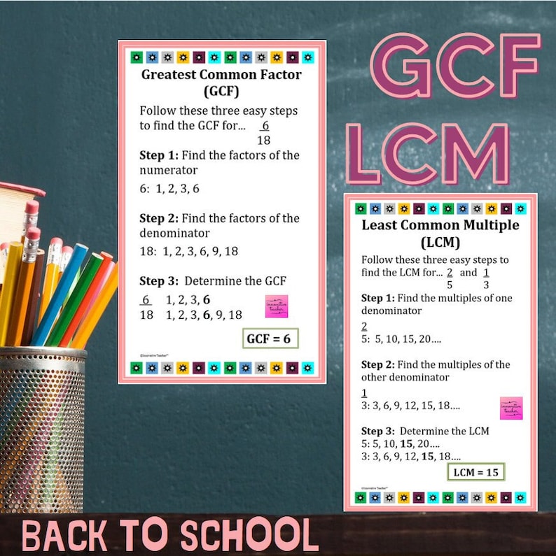 Greatest Common Factor & Least Common Multiple Math Classroom - Etsy