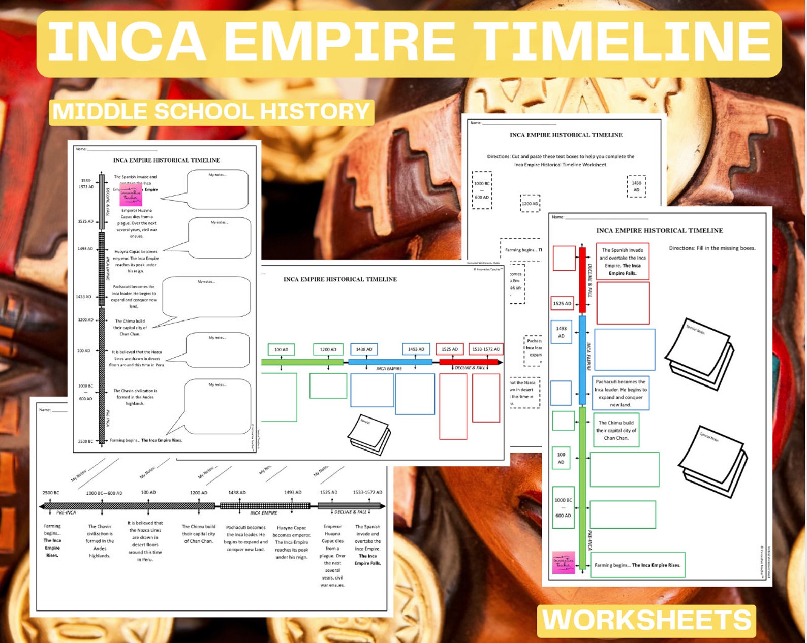 Inca Empire Historical Timeline Middle School History - Etsy