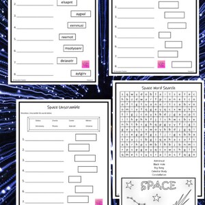 Space Printable Worksheets - Etsy