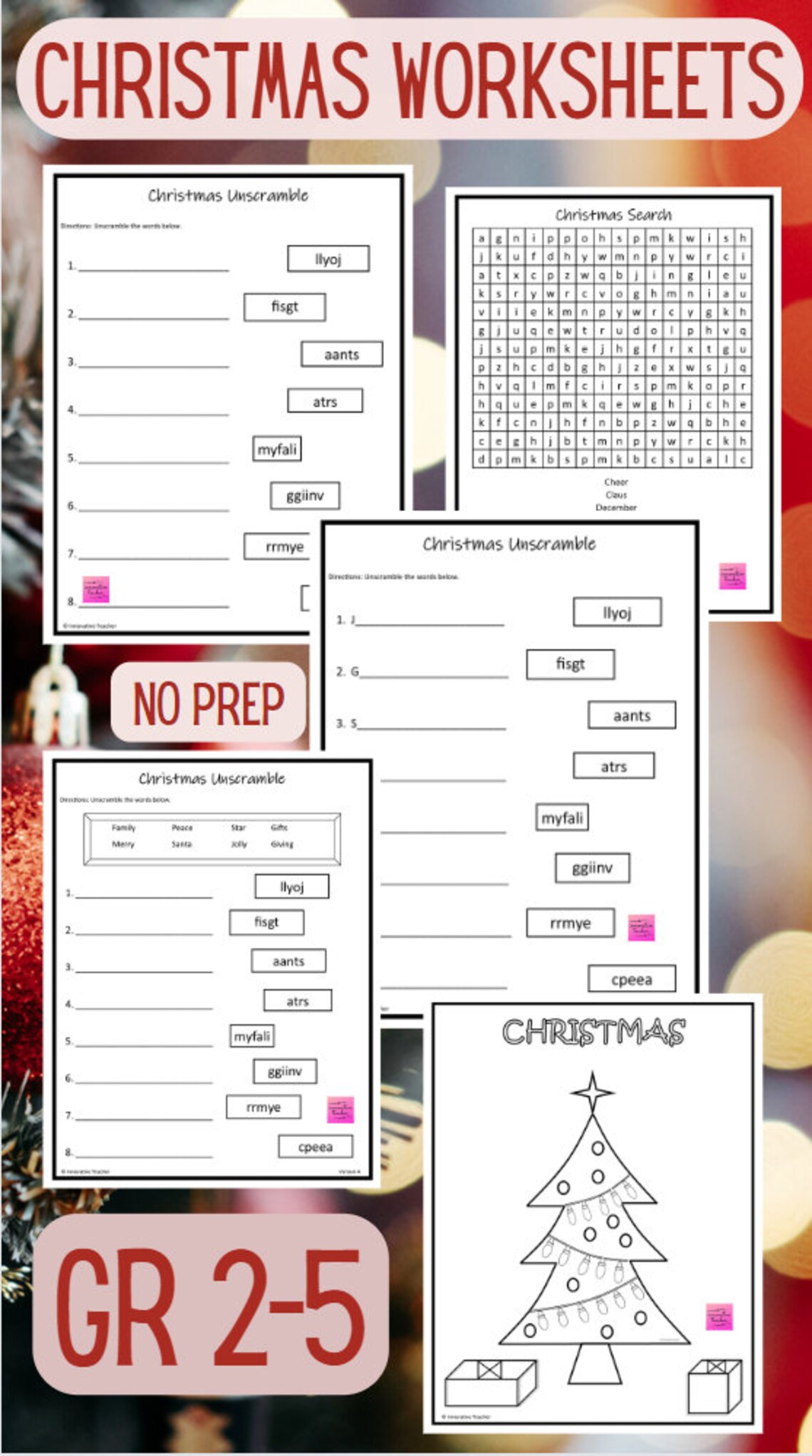 Christmas Printable Worksheets - Etsy