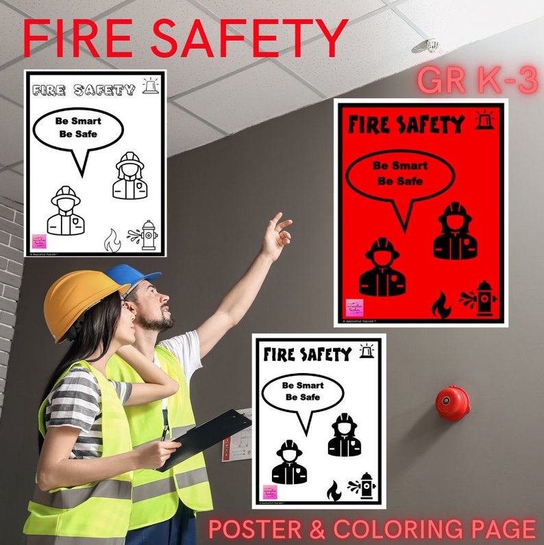 Fire Safety Posters & Coloring Page - Etsy