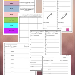Vocabulary Study Guide & Test Templates - Etsy