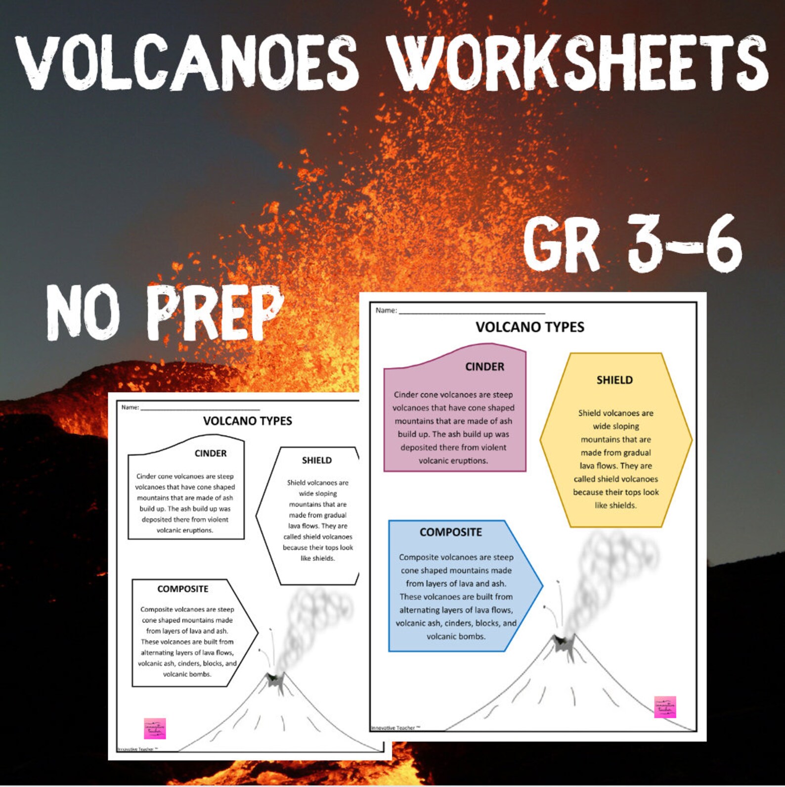 Volcanoes NO PREP Science Worksheets - Etsy